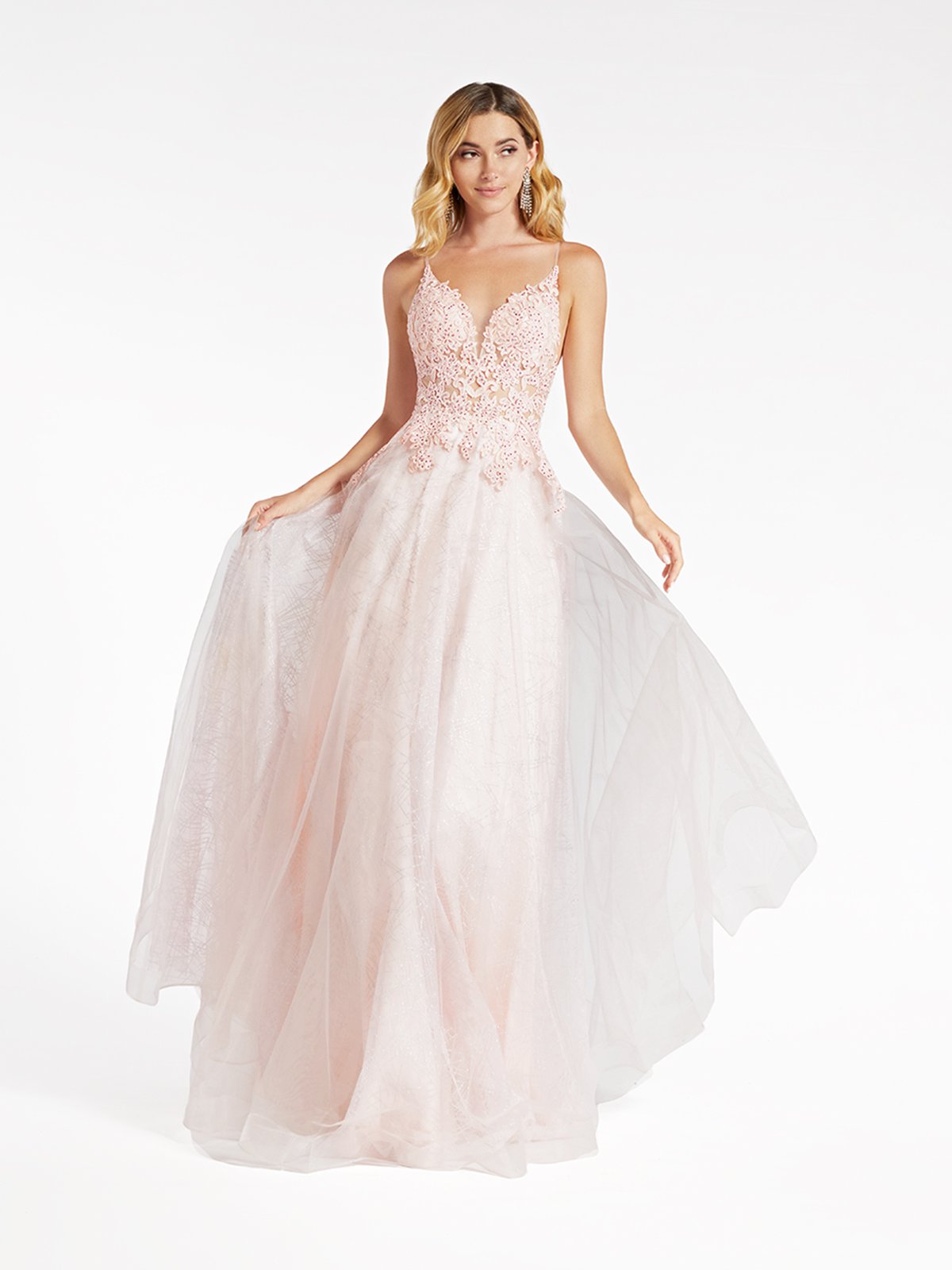 Val Stefani 3963RD A-Line Tulle and Glitter Net Prom Dress with Unlined ...